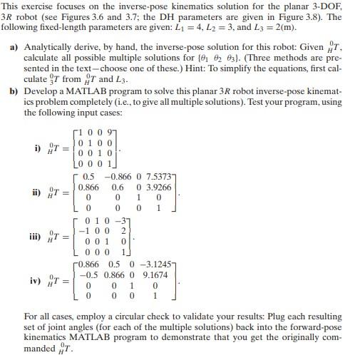 Solved This exercise focuses on the inverse-pose kinematics | Chegg.com