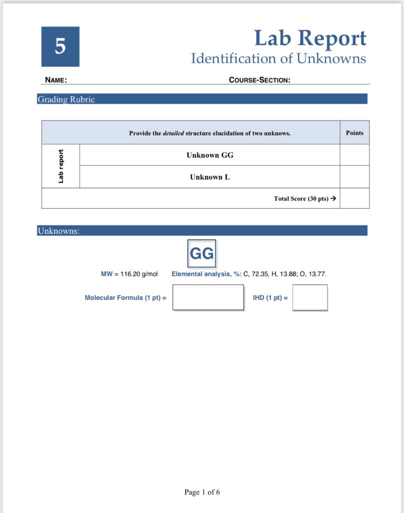 Solved 5 Lab Report Identification of Unknowns NAME: | Chegg.com