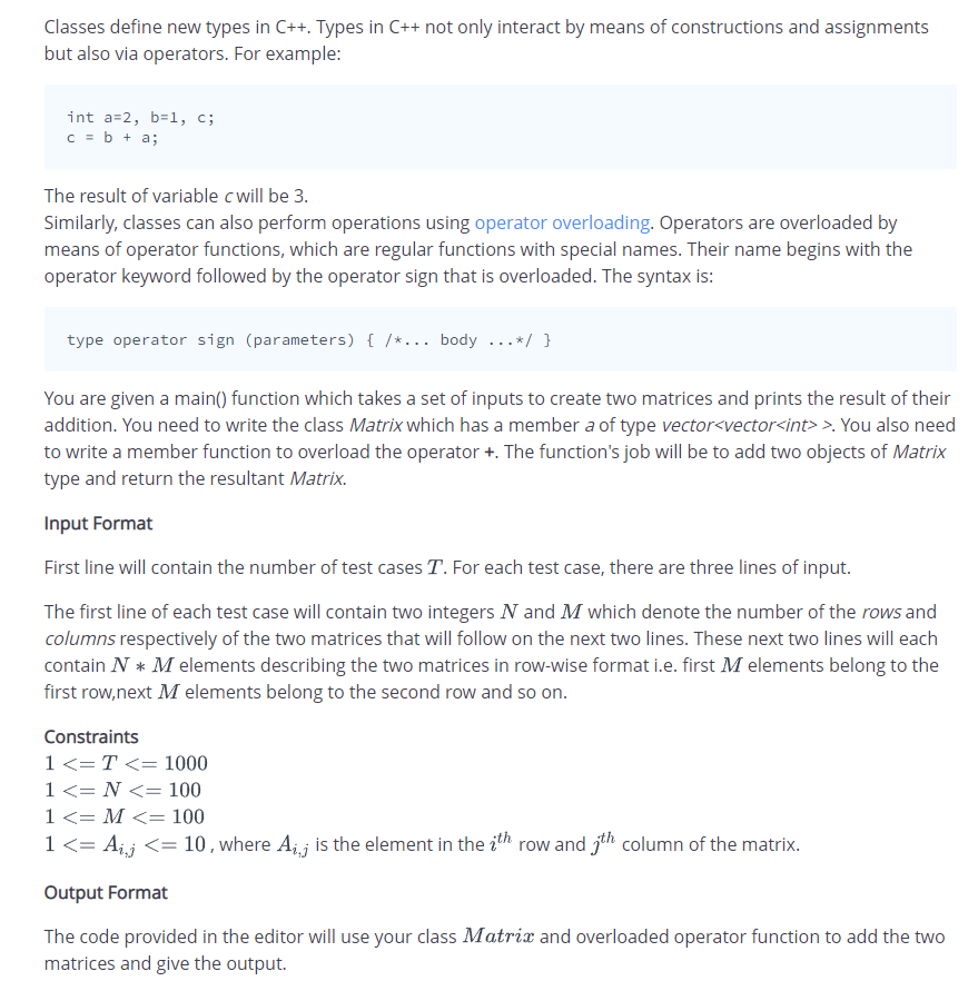 Solved Classes define new types in C++. Types in C++ not | Chegg.com