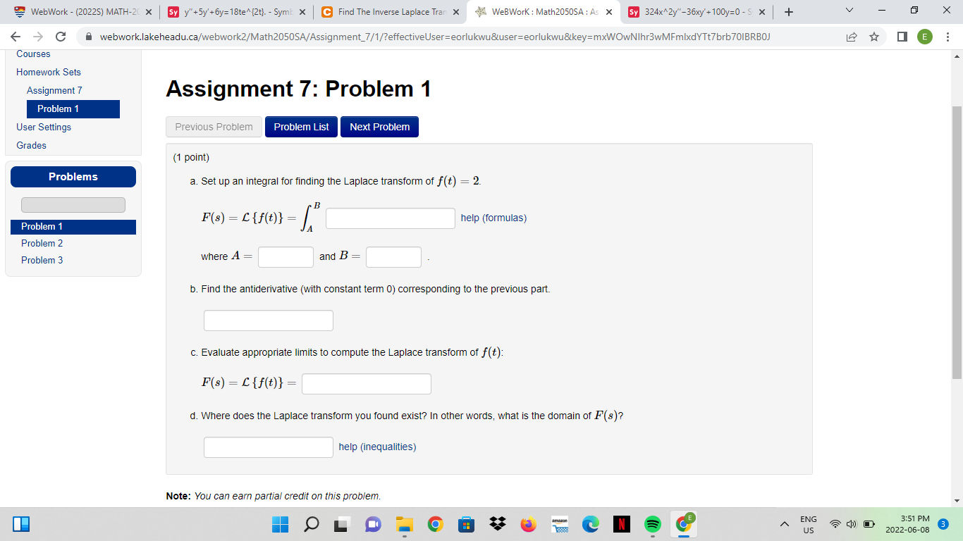 Solved WeBWork: Math2050SA: As x sy 324x^2y"-36xy'+100y=0-SX | Chegg.com