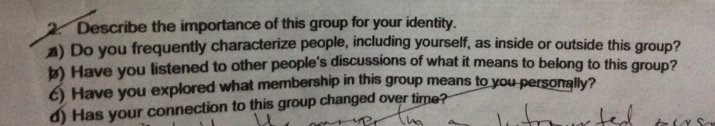 Solved 2. Describe the importance of this group for your | Chegg.com