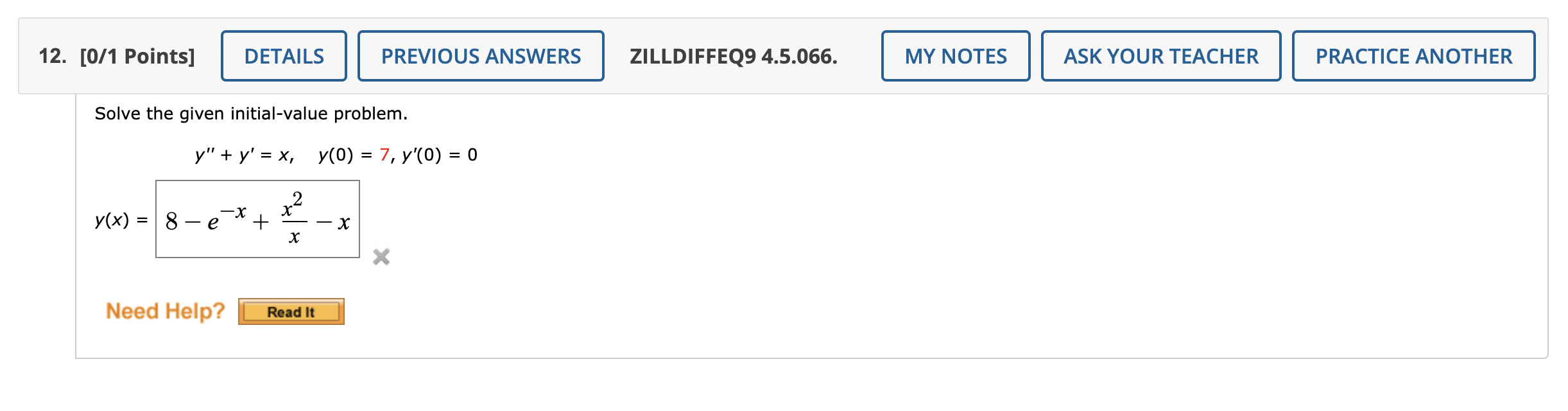 Solved ZILLDIFFEQ9 4.5.066. Solve the given initial-value | Chegg.com