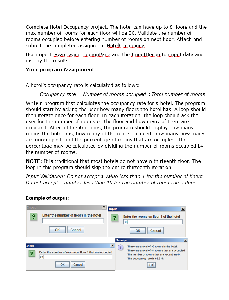 Solved Complete Hotel Occupancy project. The hotel can have | Chegg.com