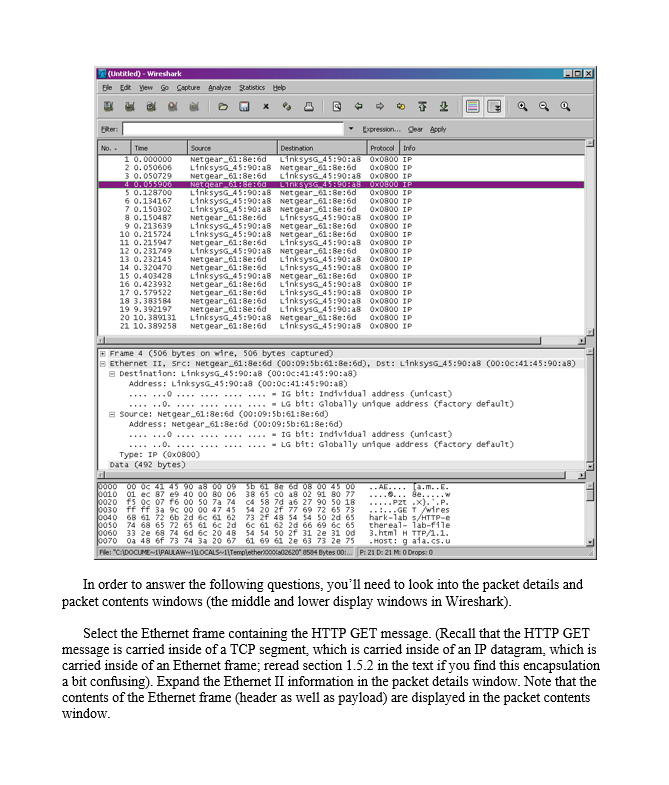 Wireshark Lab #2: Ethernet In this lab, we'll | Chegg.com