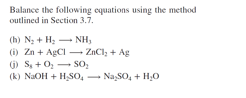 Solved Balance the following equations using the method | Chegg.com