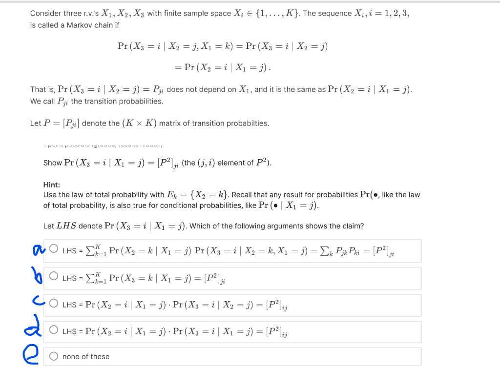 Solved Consider three r.v.'s X1,X2,X3 with finite sample | Chegg.com
