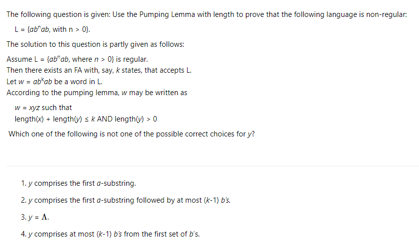 Solved The following question is given: Use the Pumping | Chegg.com