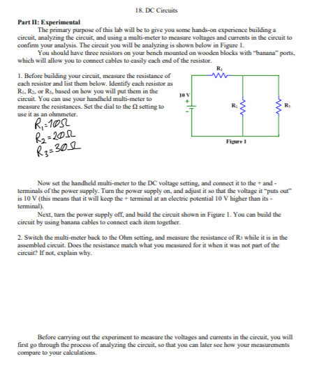 Solved 18. DC Circuits Part II: Experimental The primary | Chegg.com