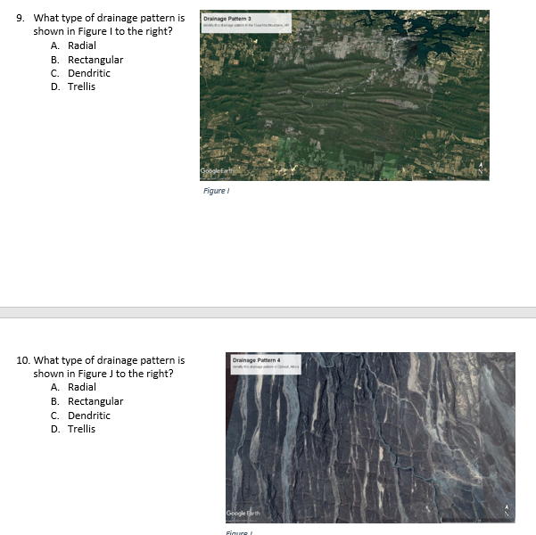 Solved Drainage Patterns 9. What type of drainage pattern is | Chegg.com