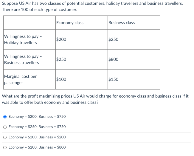 Solved Suppose US Air has two classes of potential | Chegg.com