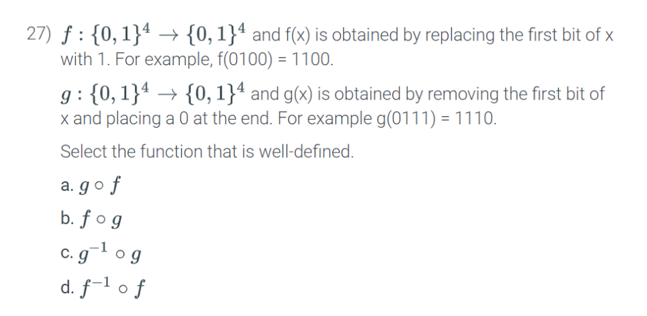 Solved 27) f:{0,1}4→{0,1}4 and f(x) is obtained by replacing | Chegg.com