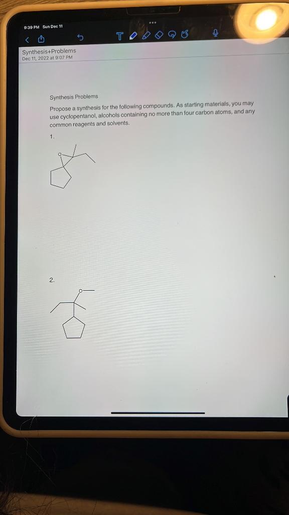 Solved Synthesis Problems Propose a synthesis for the | Chegg.com