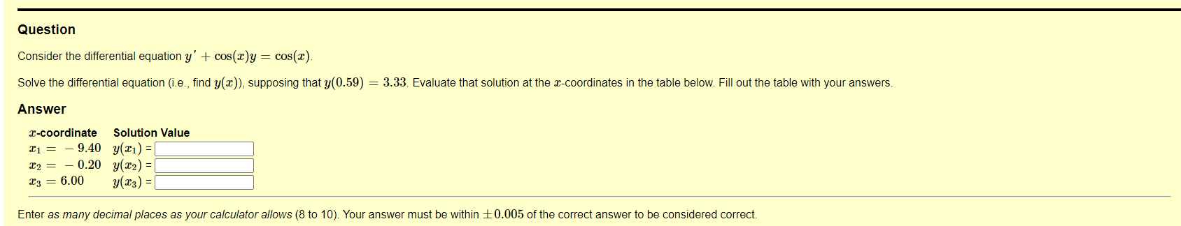 Solved QuestionConsider the differential equation | Chegg.com
