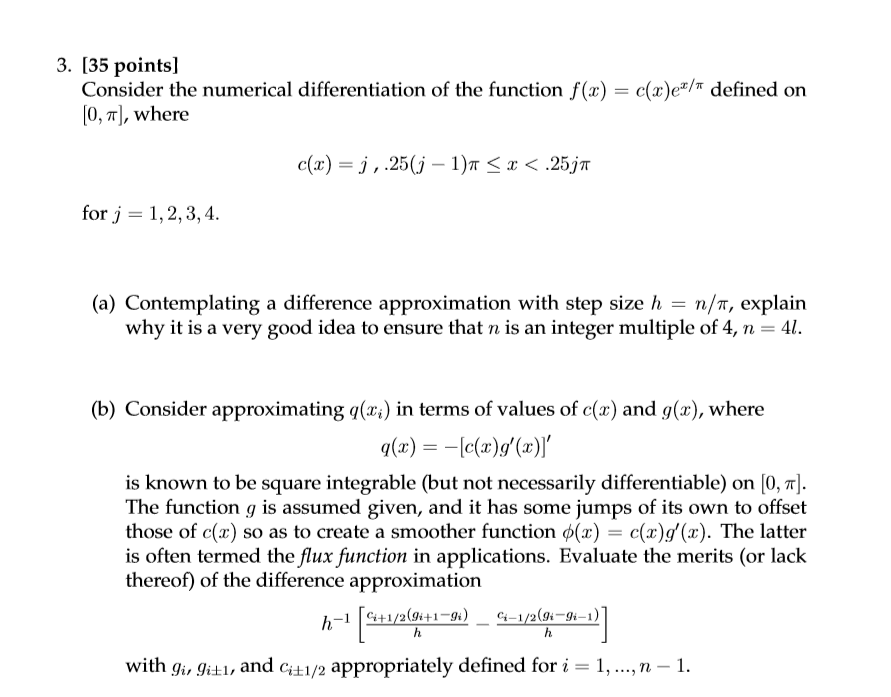 3. (35 points) Consider the numerical differentiation | Chegg.com