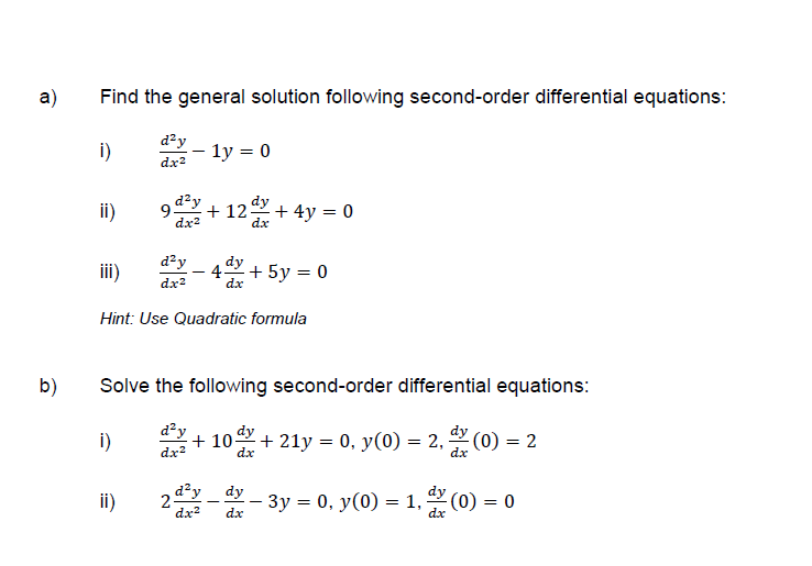 Solved Find the general solution following second-order | Chegg.com