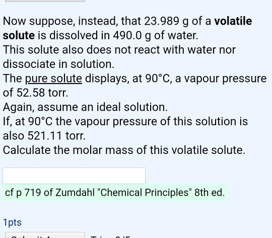Solved Vapour Pressure of Solutions of Non-Volatile or | Chegg.com