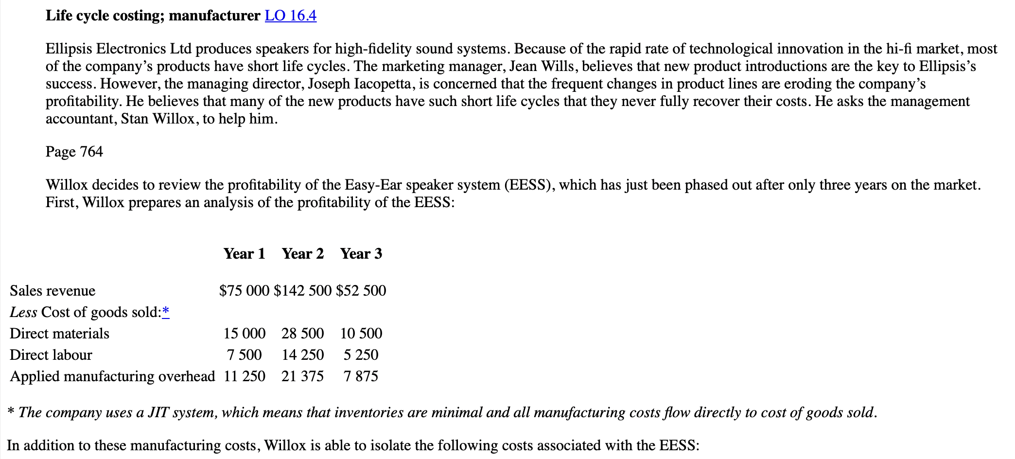 Solved Life cycle costing; manufacturer LO 16.4 Ellipsis | Chegg.com