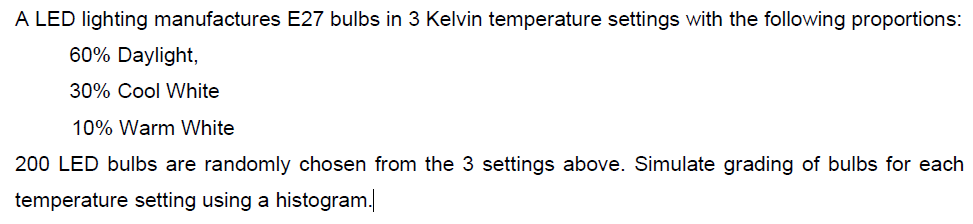 Solved A LED lighting manufactures E27 bulbs in 3 Kelvin | Chegg.com