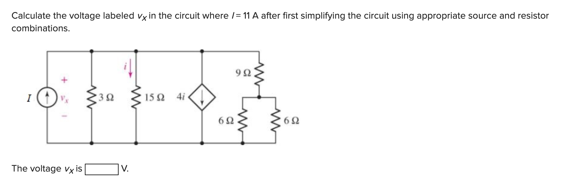 Calculate The Voltage Labeled Vx in The Circuit