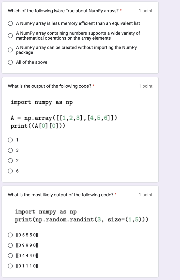 Solved Which of the following is/are True about NumPy | Chegg.com