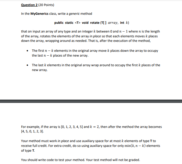 Solved In the MyGenerics class, write a generic method | Chegg.com