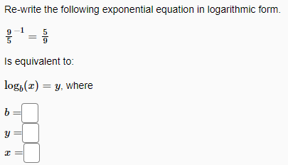 Solved Re-write the following logarithmic equation in | Chegg.com