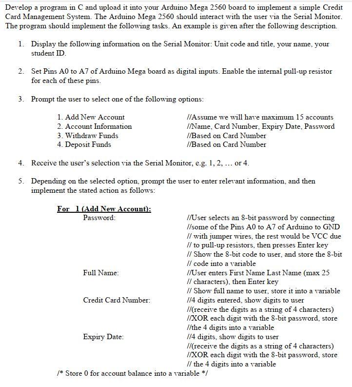 Solved Develop a program in C and upload it into your | Chegg.com