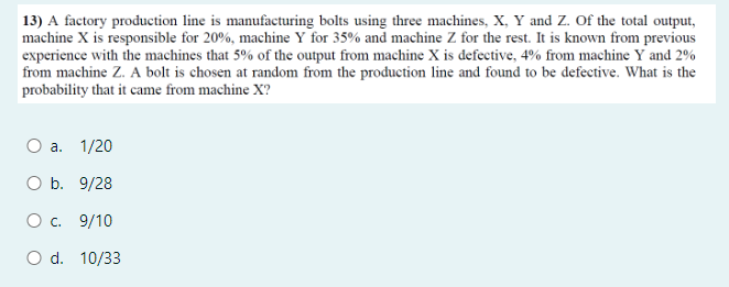 Solved 13) A factory production line is manufacturing bolts | Chegg.com