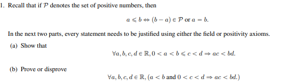 Solved Recall that if P denotes the set of positive numbers, | Chegg.com
