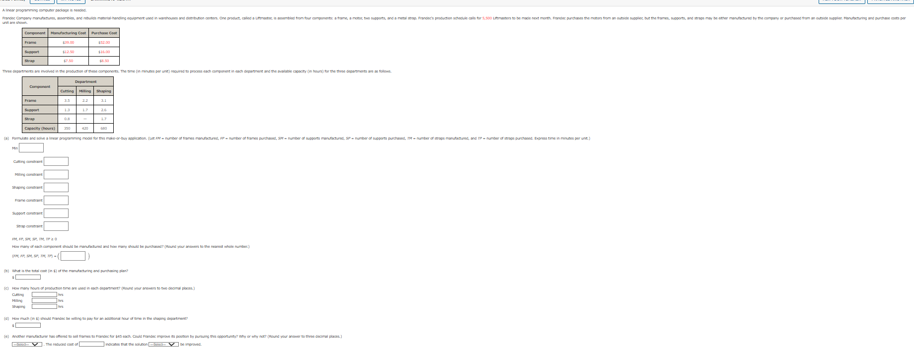 Solved A linear programming computer paclage is needeThree | Chegg.com