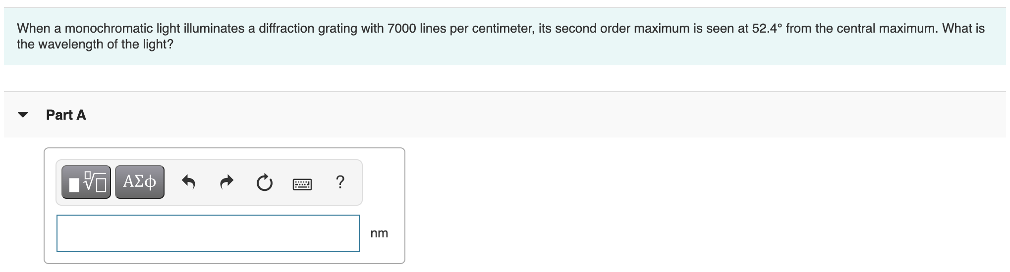 Solved When a monochromatic light illuminates a diffraction | Chegg.com