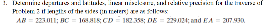 3. Determine departures and latitudes, linear | Chegg.com