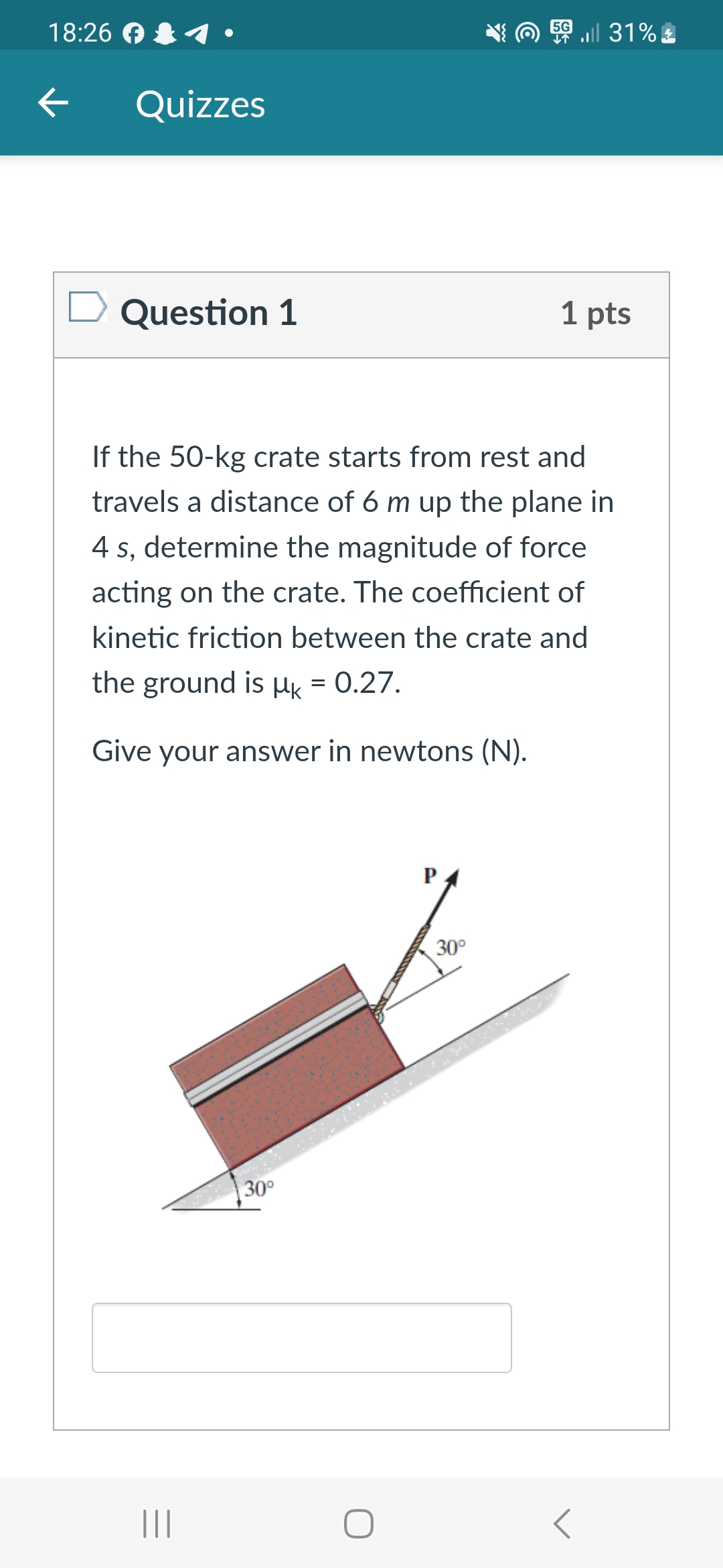 Solved If the 50−kg crate starts from rest and travels a | Chegg.com