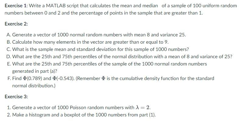 Solved Exercise 1 Write A Matlab Script That Calculates The 5977