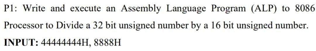 Solved P1: Write and execute an Assembly Language Program | Chegg.com