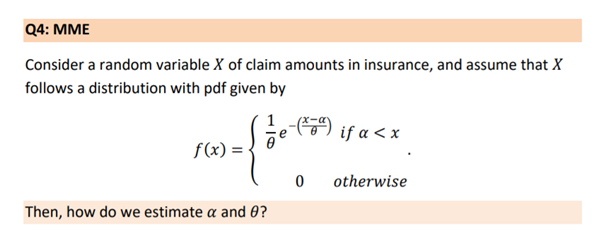 Solved Q4: MME Consider a random variable X of claim amounts | Chegg.com