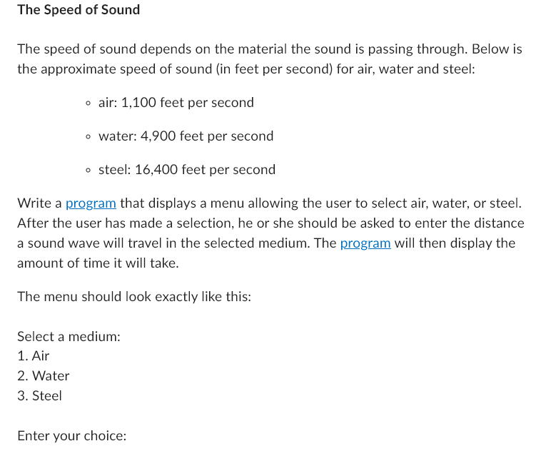 Solved The Speed of Sound The speed of sound depends on the | Chegg.com