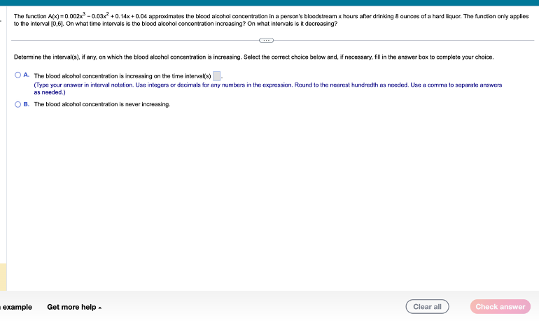 Solved The function A(x)=0.002x3−0.03x2+0.14x+0.04 | Chegg.com