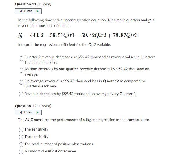Solved In The Following Time Series Linear Regression