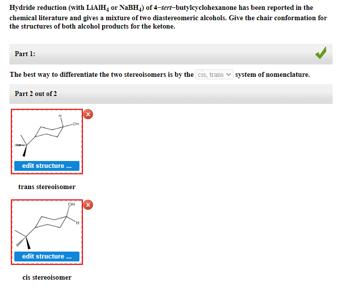 Solved Hydride reduction (with LiAlH4 or NaBH4 ) of | Chegg.com