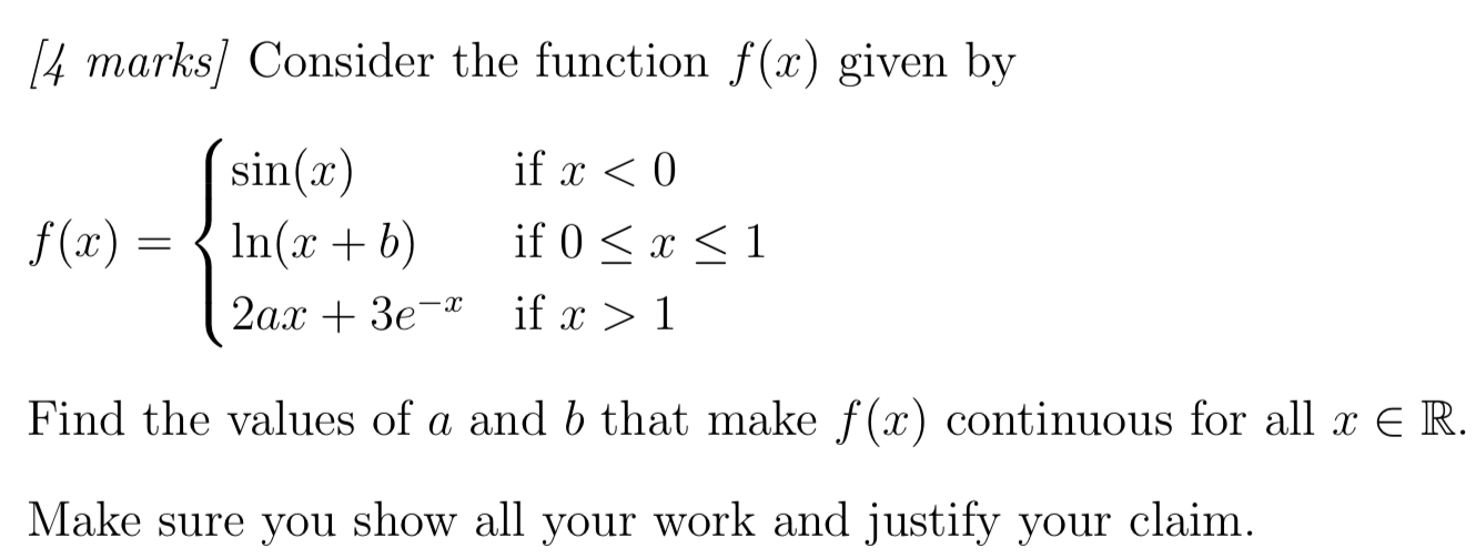 Solved [4 marks] Consider the function f(x) given by | Chegg.com