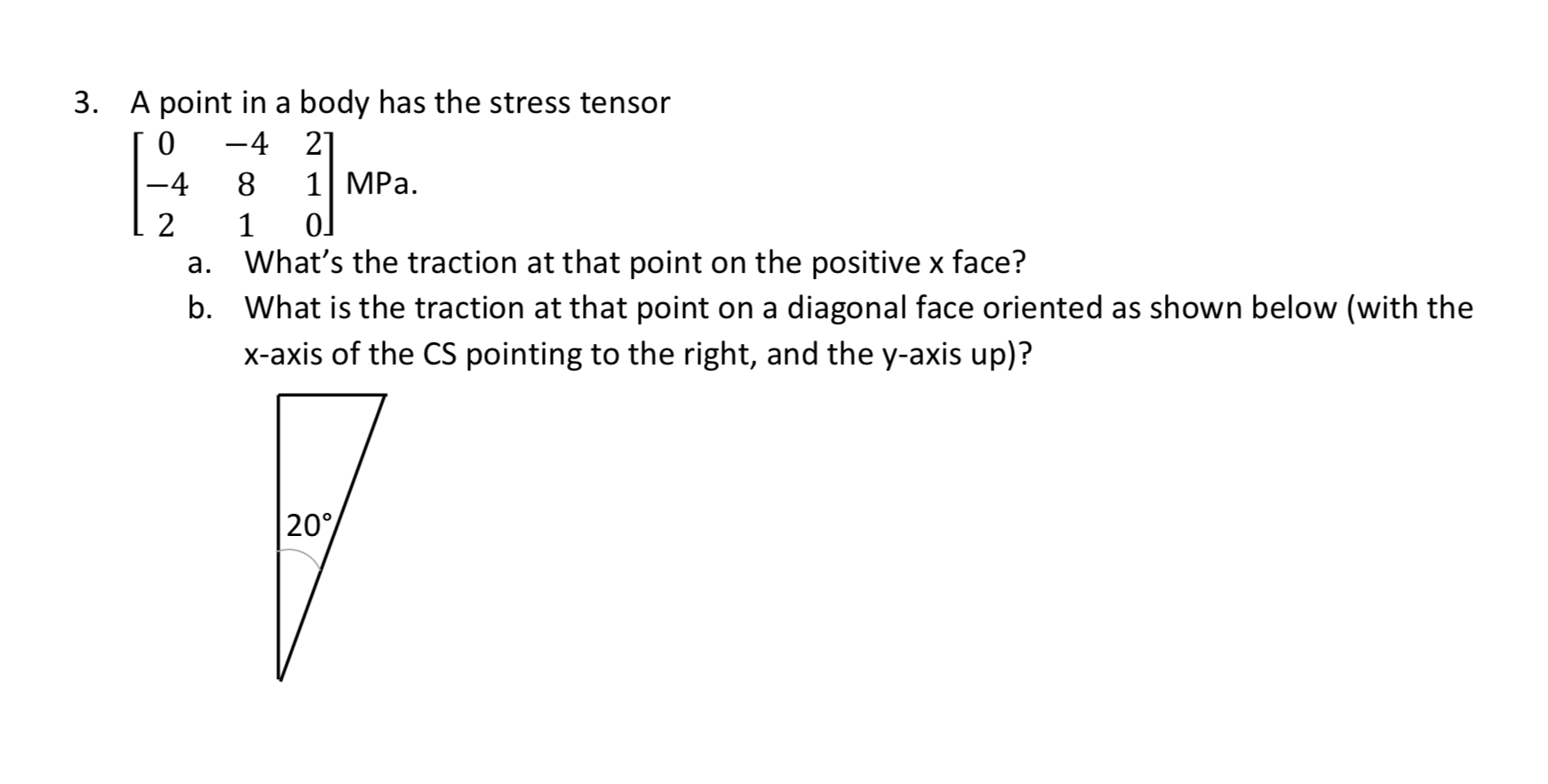 Solved 3. A point in a body has the stress tensor 0 -4 2] -4 | Chegg.com