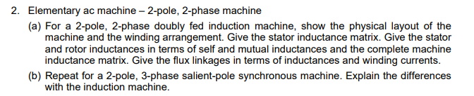 2. Elementary ac machine 2-pole, 2-phase machine (a) | Chegg.com