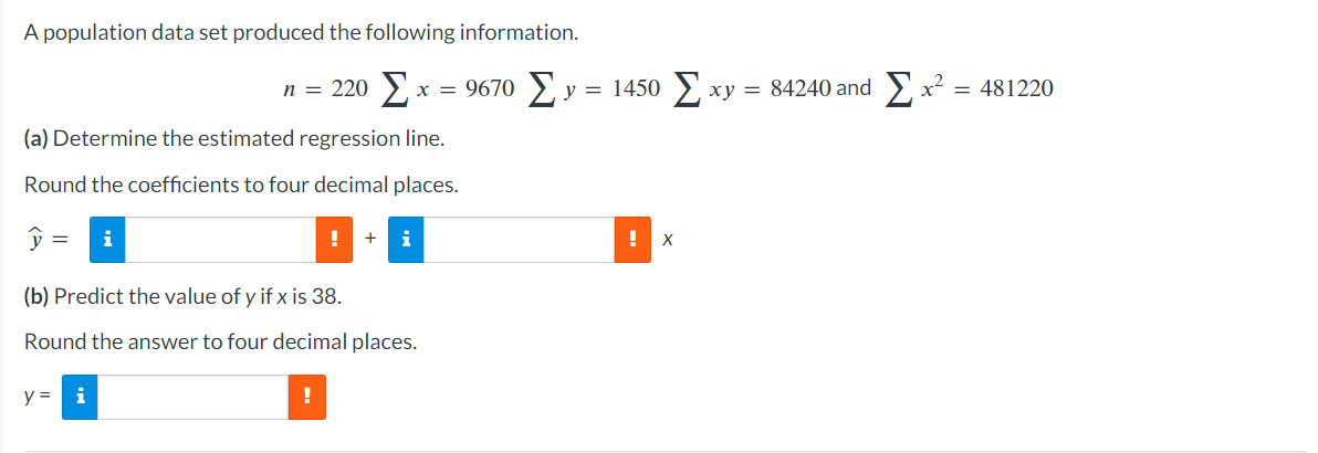 Solved A population data set produced the following | Chegg.com