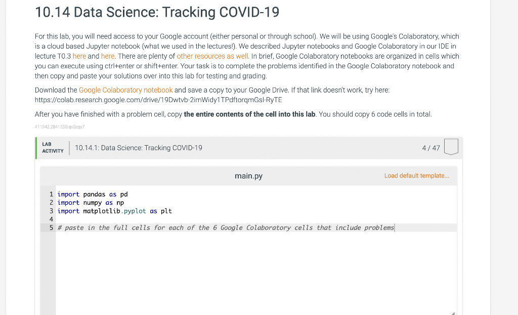 Solved 10.14 Data Science: Tracking COVID-19 For this lab, | Chegg.com