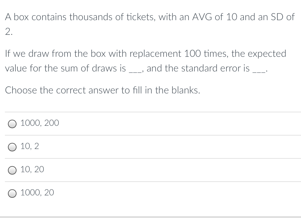 Solved A box contains thousands of tickets, with an AVG of | Chegg.com