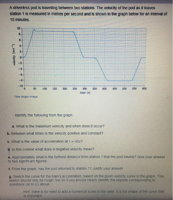 Solved A driverless pod is travelling between two stations. | Chegg.com