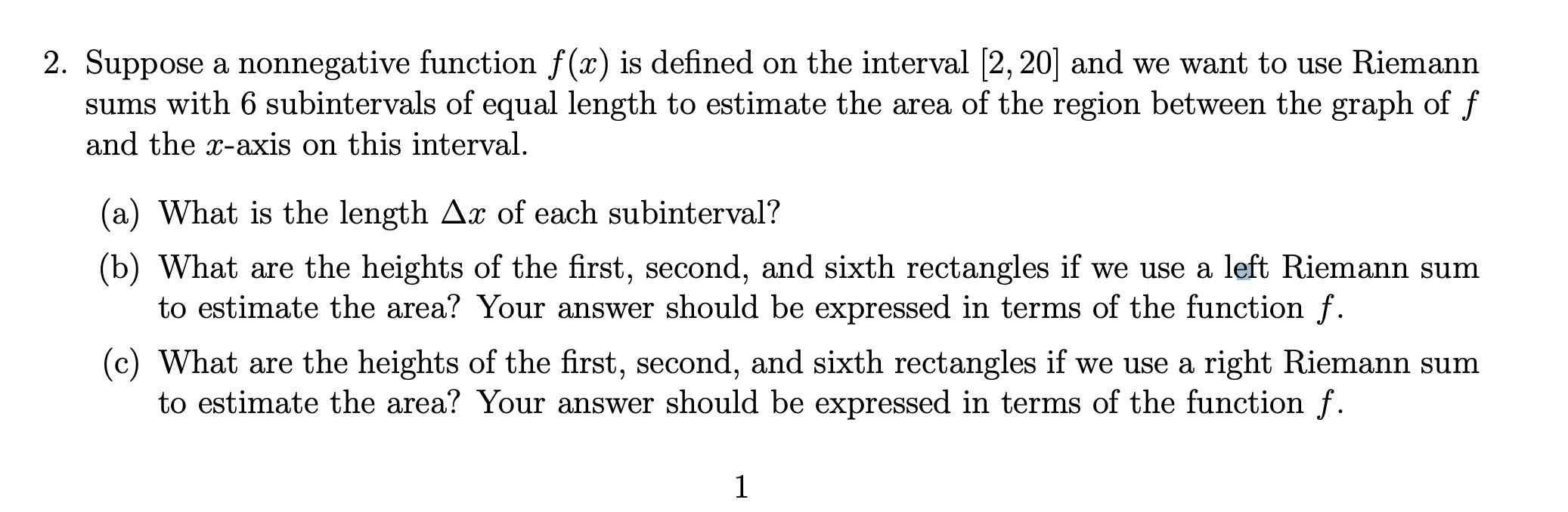 Solved 2. Suppose a nonnegative function f(x) is defined on | Chegg.com