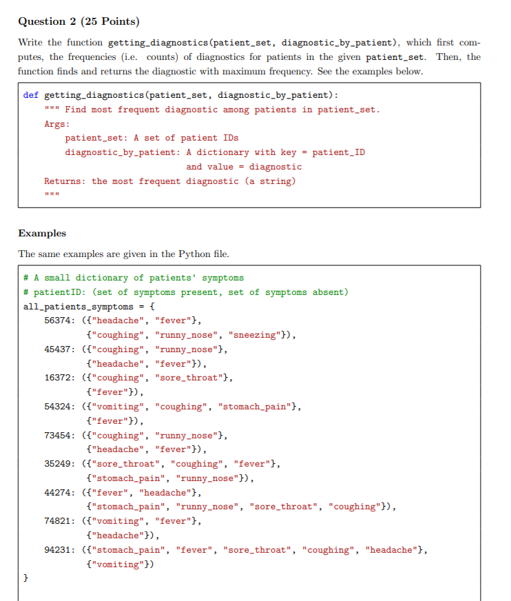 Solved Medical Diagnostics (50 points] Filename: | Chegg.com