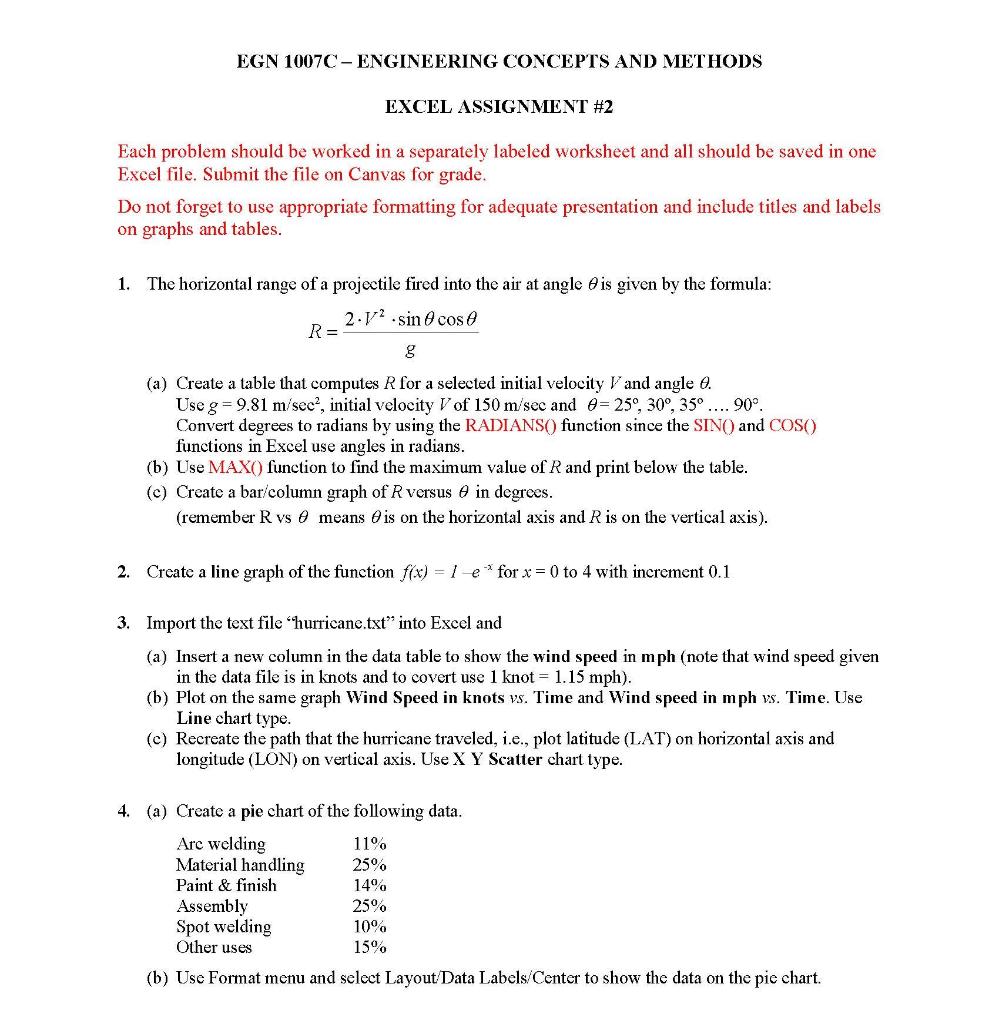 Solved EGN 1007C-ENGINEERING CONCEPTS AND METHODS EXCEL | Chegg.com